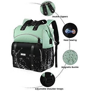 Laptop Backpack for Women, 15.6 Inch Computer Backpack Doctor Teacher Work Purse Bookbag, Wide Top Open College School Water Resistant Travel Casual Shoulder Bag with USB Charging Port RFID Anti Theft