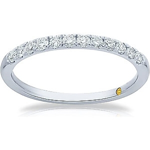 Lab Created Wedding Diamond Ring for Women | 10K White Gold Certified 1/2 CTW Diamond Promise Band, Anniversary Ring, Stackable Band and Wedding Band | Ring Size 8