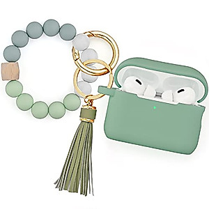 Filoto Airpods Pro 2nd Generation Case Cover 2022, Cute Silicone Protective Case with Bracelet Keychain Accessories for New Apple Airpods Pro 2 Women Girls (Cactus Green)