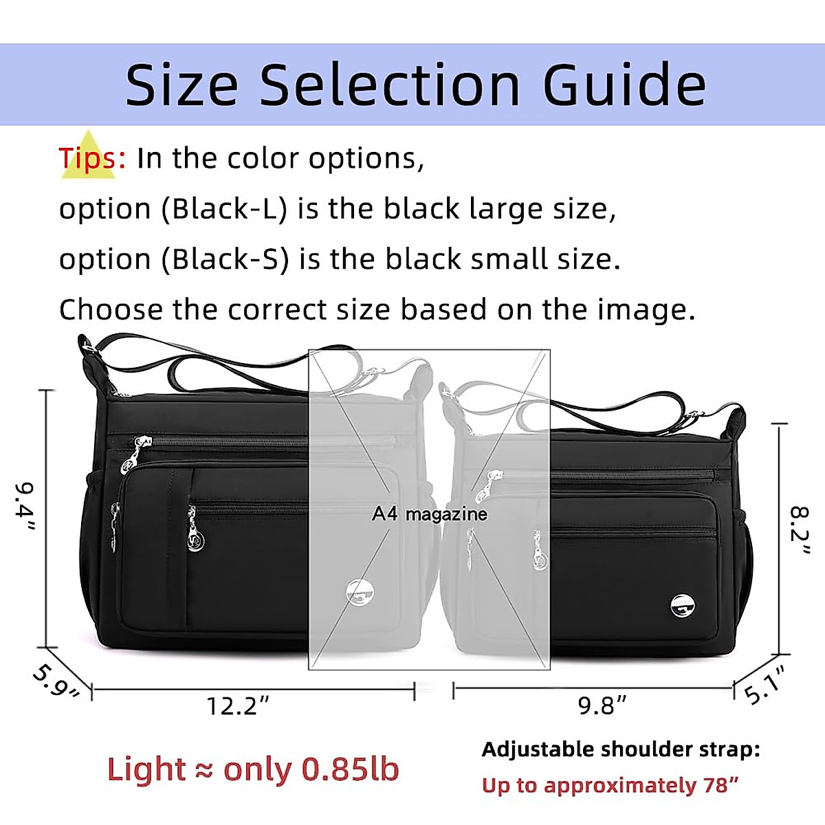 A bundling of cross-body shoulder bags and RFID card wallet for ladies(black-large)