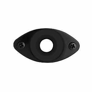 Holmer Guitar Jack Socket Plate Curved Recessed Oval Football Style Output Jack Plate Compatible with Les Paul Ibanez Jackson Guitar or Bass Parts with Screws Black.