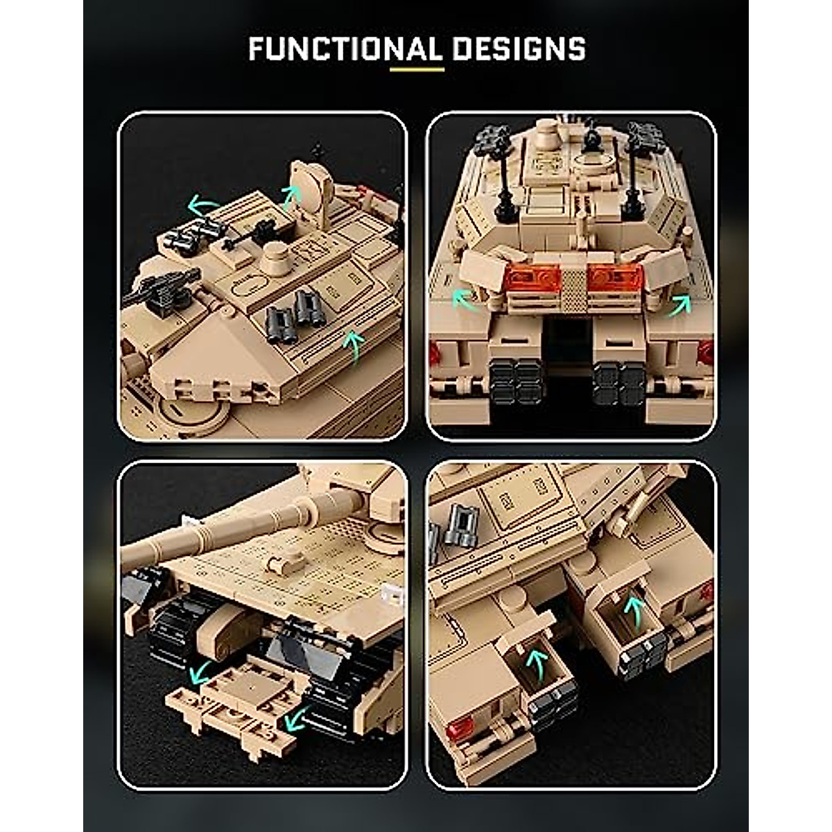 BOOLAKOS Merkava Mark IV, Convertible Merkava Mk4 Main Battle Tank and M2 Bradley Infantry Fighting Vehicle Model, 2 in 1 Military Building Block Set for Adult Gift Giving (659 Pieces)