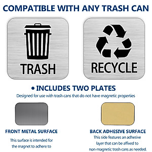 Recycle and Trash Magnets Sticker for Recycling Bins and Kitchen Trash Cans, 2 Magnetic Sticker Adhesives for Trash Cans, Garbage Containers, Outdoor Waste Bin