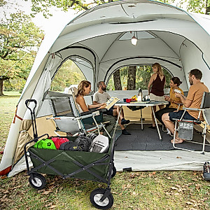 Lifetime Home Collapsible Foldable Heavy Duty Utility Wagon Cart with Larger Capacity - Perfect for Shopping, Sports Events, Grocery, Moving, Camping, Laundry, Beach - GREEN