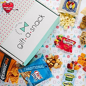 Gift A Snack - Mothers Day Snack Box Variety Pack Care Package + Greeting Card (40 Count) Sweet Treats Gift Basket, Candies Chips Crackers Bars, Crave Food Assortment