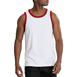 Zengjo Tank Top Mens Ringer(White/Red,M)