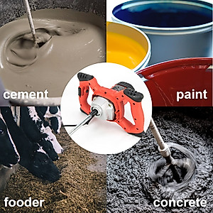 JKH-win® Concrete Mixer 2100W Electric Portable Handheld Cement Mixer, 6-Speed Adjustment Mud Mixer, Mortar Mixer for Mixing Cement, Mortar, Paint and Concrete