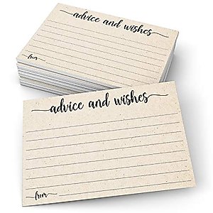 321Done Advice and Wishes Cards (50 Cards) 4" x 6" Blank Well Wishes for Wedding, Bridal, Mr and Mrs, Retirement, Baby Shower - Words of Wisdom - Made in USA, Kraft Tan