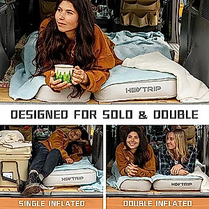 HEYTRIP SUV Inflatable Air Mattress for Car Camping, 4 Inch Thickened Car Camping Bed, Adjustable Firmness Sleeping Pad for 2 Persons (72 x 47 x 4 Inch, Light Grey)