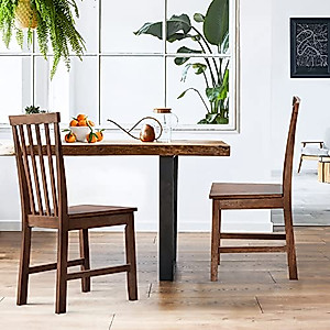 Giantex Wood Dining Chair, Set of 2 Traditional Side Chair w/High Slat Back, Rubber Wood Legs, 100 Degree Curved Backrest Spacious Seat, Versatile Farmhouse Dining Chairs for Kitchen Dining Room