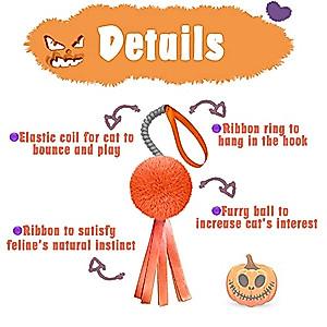 Lepawit 7Pcs Cat Hanging Toys Furry Balls Sound Toy with Ribbon and Elastic Coil Springs Catnip Hanging Cats Teaser Toys Cat Toy Mouse with Bells and Crinkle Paper for Indoor Cat