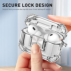 Valkit Compatible Airpods Pro 2 Case 2023/2022 Clear with Lock, Soft TPU AirPod Pro 2nd/1st Generation Case Shockproof Protective Cover with Lanyard & Keychain for Airpods Pro 2nd/1st Gen