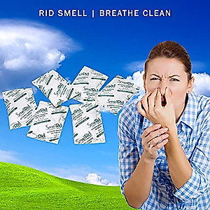 SMELLRID Reusable Activated Charcoal Smell Absorbent [20 Pack] - Small 25g (2.6" x 3.7") Pack Treats 12 Sq. Ft.- Premium Natural Odor Remover Packs for Small Spaces & Items