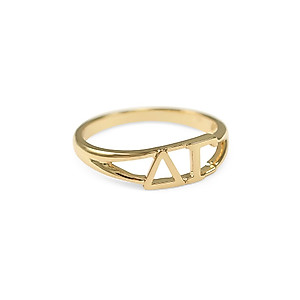 The Collegiate Standard Delta Gamma 14k Gold Plated Sorority Ring with Greek letters