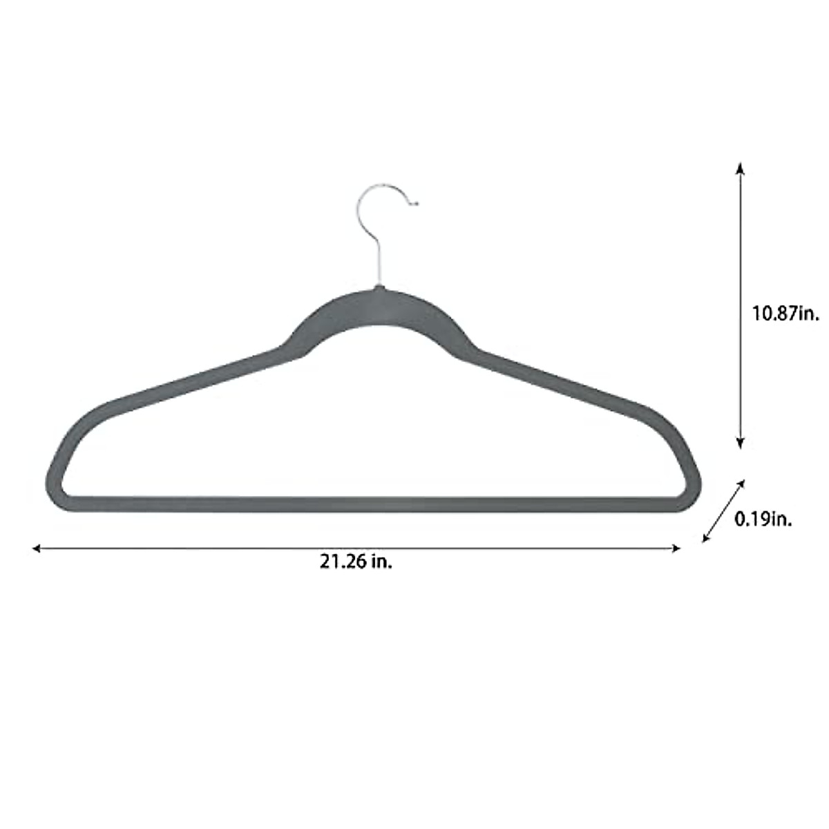Simplify Extra Wide 21” Velvet Coat Hangers | 6 Pack | Slim Design | Heavy Duty | Holds 10 Pounds | Closet Organization | Shirt & Clothes | Grey