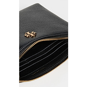Tory Burch Women's Mercer Pebbled Wallet Crossbody, Black, One Size