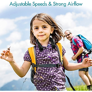 Bladeless Neck Fan, 5000mAh Rechargeable Battery Powered, 3 Speeds, Angle Adjustable, Hand-free Portable Neck Fan for Both Outdoor & Indoor Use, UL Certified, Black