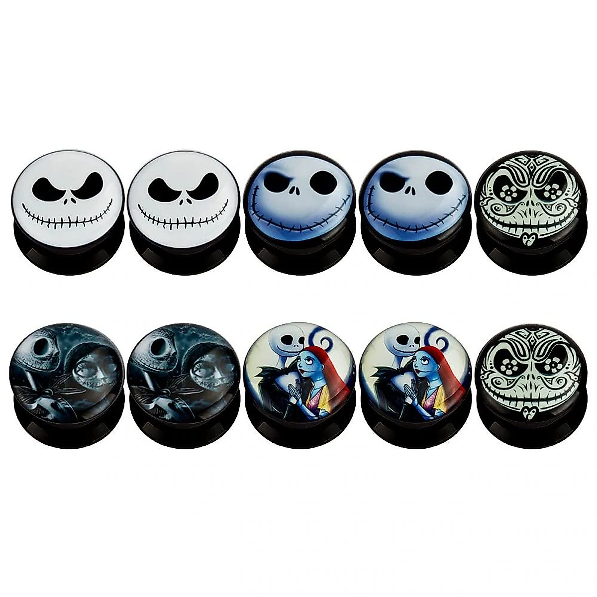 KUBOOZ(5 Pairs) Smiling-Skull Acrylic Ear Plugs Tunnels Gauges Stretcher Piercings, 10 grams