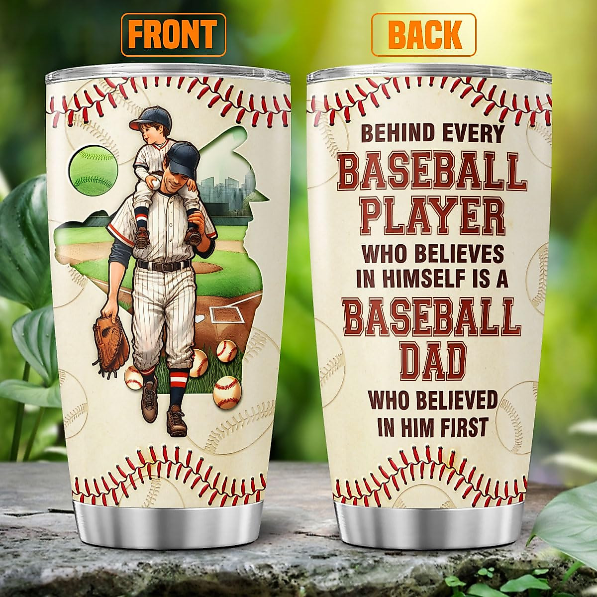 JENOIS For Cup Fathers Tumblers Day Women Coffee, Tumbler 20 Oz With Lid And Straw, Baseball Gifts, Baseball Player Dad