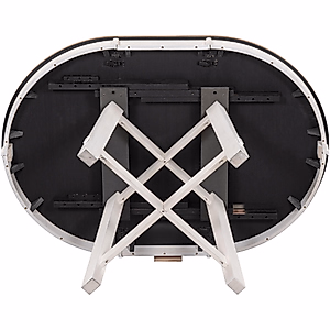 Lepfun, Farmhouse Round Extendable Dining 16" Leaf Kitchen Table (Oak Natural Wood and Antique White)