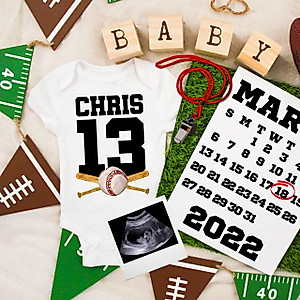 Personalized Sports Baby Onesie for Boy - 8 Designs & Colors Customized Baseball Girl Outfits Gifts Custom Sport Bodysuit Babies Newborn 6 12 18 24 Month Gift Shower C1, White