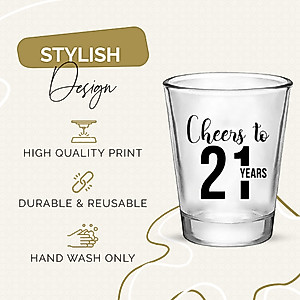 Cheers to 21 Years, 21st Birthday Party Shot Glass - Set of 12, 1.75oz Black and Clear 21st Birthday Shot Glasses, Perfect for Birthday Parties, Birthday Decorations