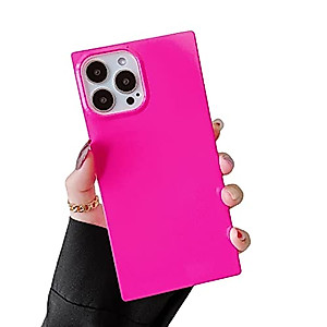 COCOMII Square Case Compatible with iPhone 13 Pro - Slim, Glossy, Solid Color, Electrifying Neons, Easy to Hold, Anti-Scratch, Shockproof (Neon Pink)
