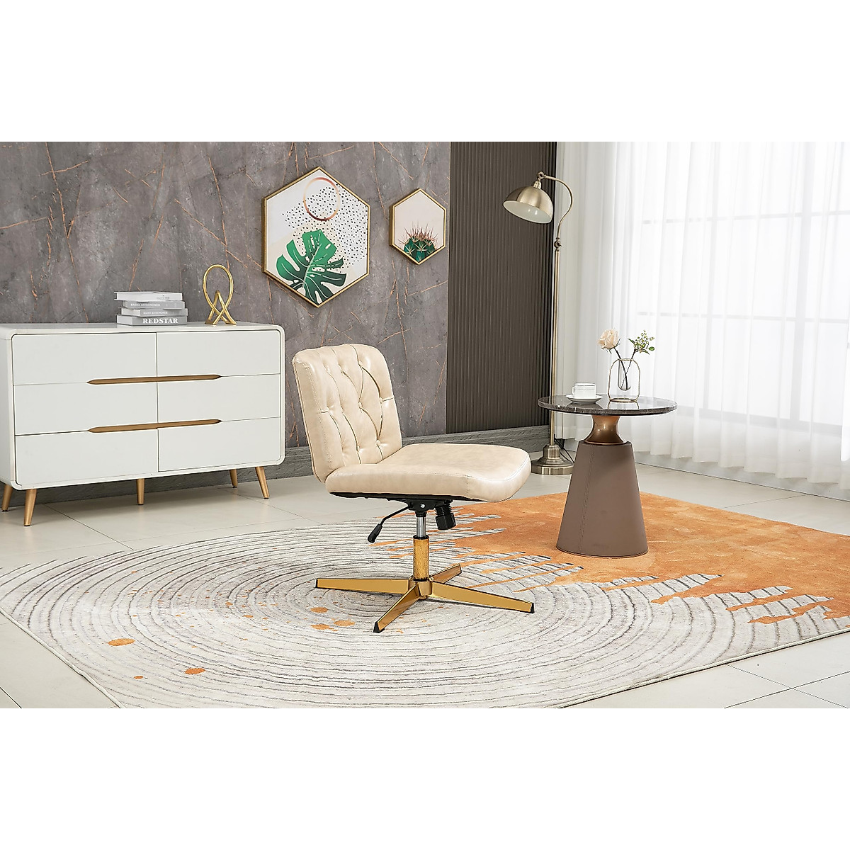 COOLMORE Home Office Desk Chair, Vanity Chair, Modern Adjustable Home Computer Executive Chair Swivel Task Chair for Small Space, Living Room, Make-up, Studying