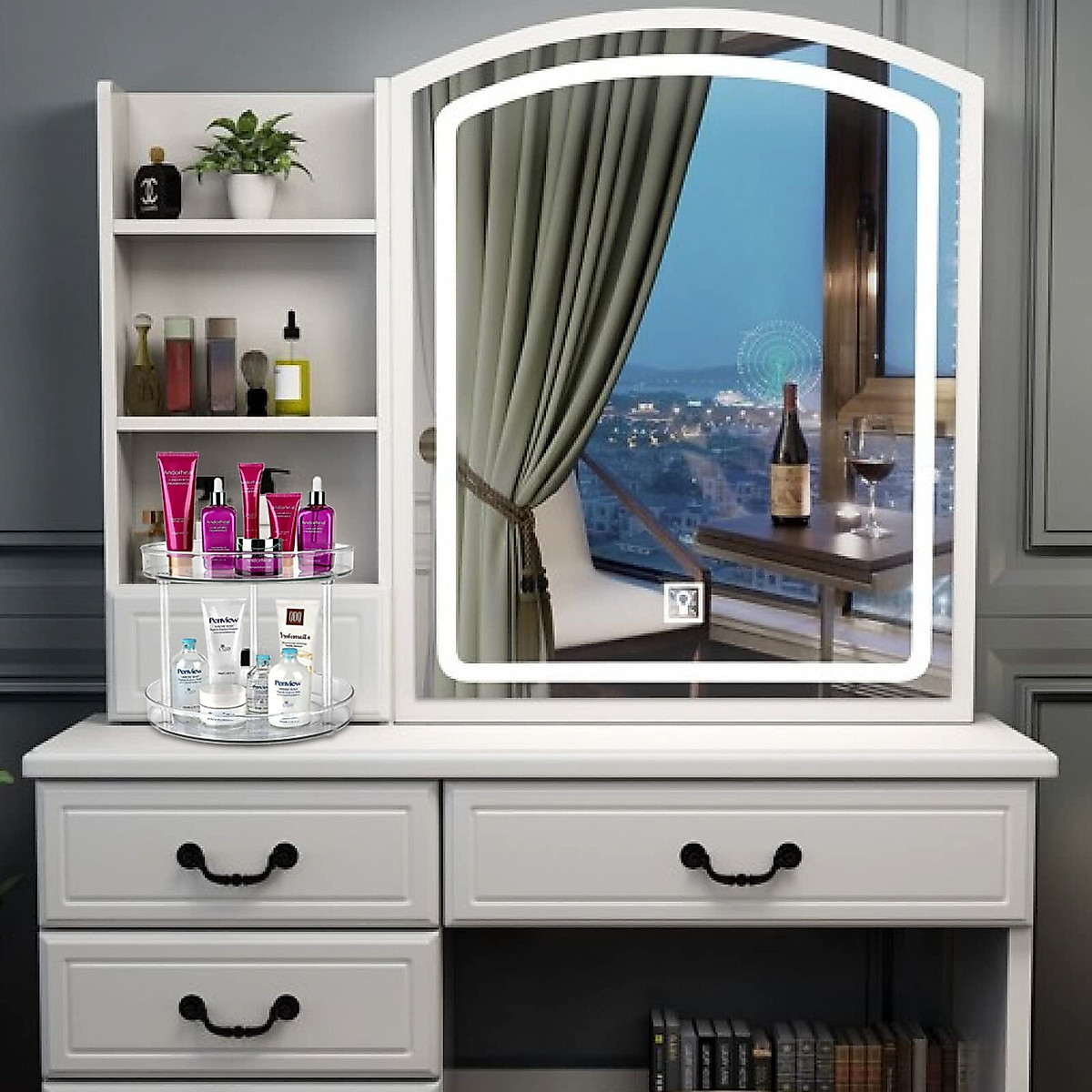 LUNKUIVY 2 Pack Lazy Susan Turntable, 2 Tier Lazy Susan Spice Rack Organizer 360 Degree Rotating Non-Skid for Kitchen Cabinet, Table, Pantry