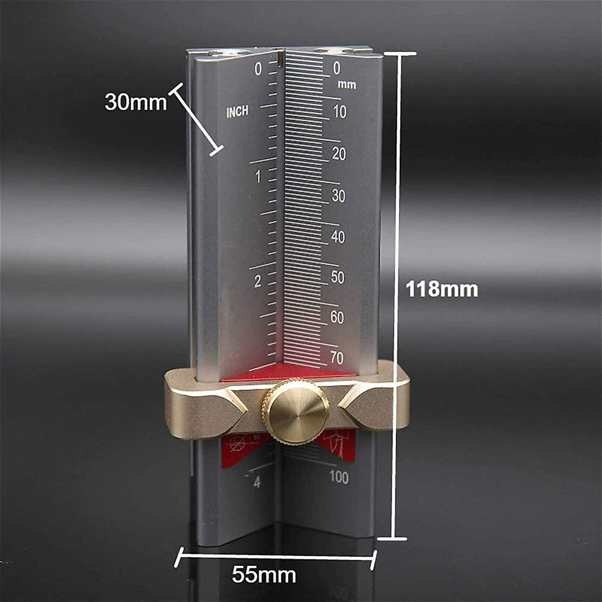 3 in 1 Multifunction Measuring Gauge Drill Depth Gauge Drill Stop Measure and Drill Point Angle Gauge Grinding Gage and Table Saw Height Gauge Woodworking Tool