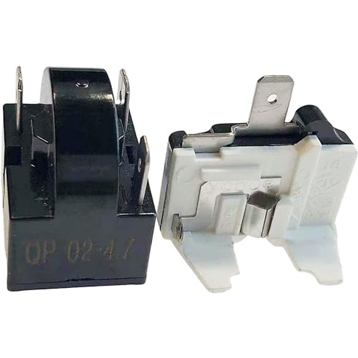 1Pcs QP-02-4.7 PTC Refrigerator Start Relay 3Pin Coolers Compressor Starter 4.7 Ohm with 1Pcs Refrigerator Overload Protector 1/2HP