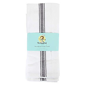 Arkwright Herringbone Kitchen Tea Towels - (Pack of 24) 100 Percent Cotton Dishcloth, Absorbent, Quick Dry Dish Drying Towel, 15 x 25 in, Grey