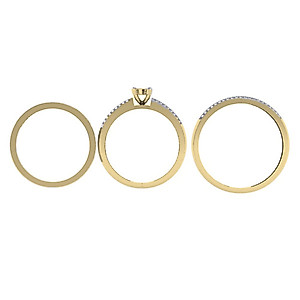 Dazzlingrock Collection 0.30 Carat (Cttw) 14K Round Diamond Men's & Women's Engagement Ring Trio Ring Set 1/3 CT, Yellow Gold