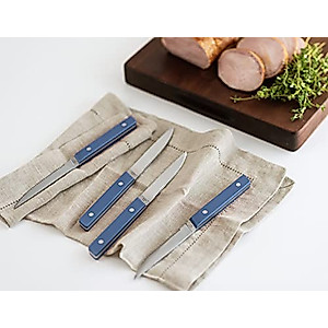 Misen Steak Knives Set of 4 - Precision Serrated Blades for Effortless Dining - Stainless Steel - Superior Cuts with Four Steak Knives Handles for Stylish Elegance - Blue