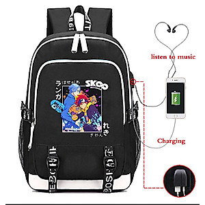 TIMMOR MAGIC Anime SK8 Cosplay The Infinity Laptop Backpack with USB Charging Port, Middle School College Bookbags for Women Men.(Black4)