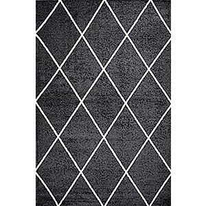 JONATHAN Y SEU102A-8 Cole Minimalist Diamond Trellis Indoor Area-Rug Modern Contemporary Casual Easy-Cleaning Bedroom Kitchen Living Room Non Shedding, 8 X 10, Black/White