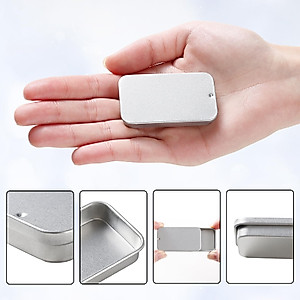 15 Pcs Slide Top Tin Containers Mini Metal Tin Box Containers Storage Boxes with Lid for Small Items for Candies Jewelry Crafts Pills Survival Kit (black white silver)