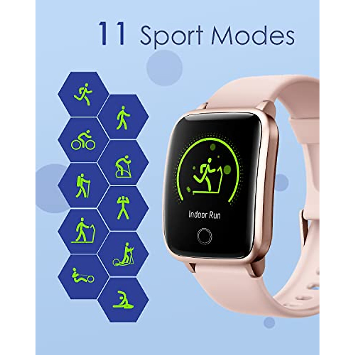 GRV Smart Watch for Women IP68 Waterproof, Fitness Tracker Heart Rate Monitor Digital Watch, Smartwatch for Android Phones and iOS Phones Pink