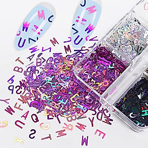 Diarypiece English Letters Glitter Sequins Flakes, Resin UV Epoxy Mold Fillings, for Nail Art Crafts Jewelry Making