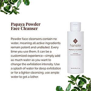 Hanalei Cruelty-Free and Paraben - Free Papaya Powder Face Cleanser, Gentle Everyday Cleansing, Non-Striping and Hydrating, All Skin Types, Full Size (60 g)