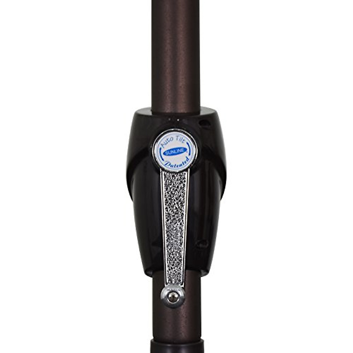 California Umbrella 9' Round Aluminum Market Umbrella, Crank Lift, Auto Tilt, Bronze Pole, Black Olefin