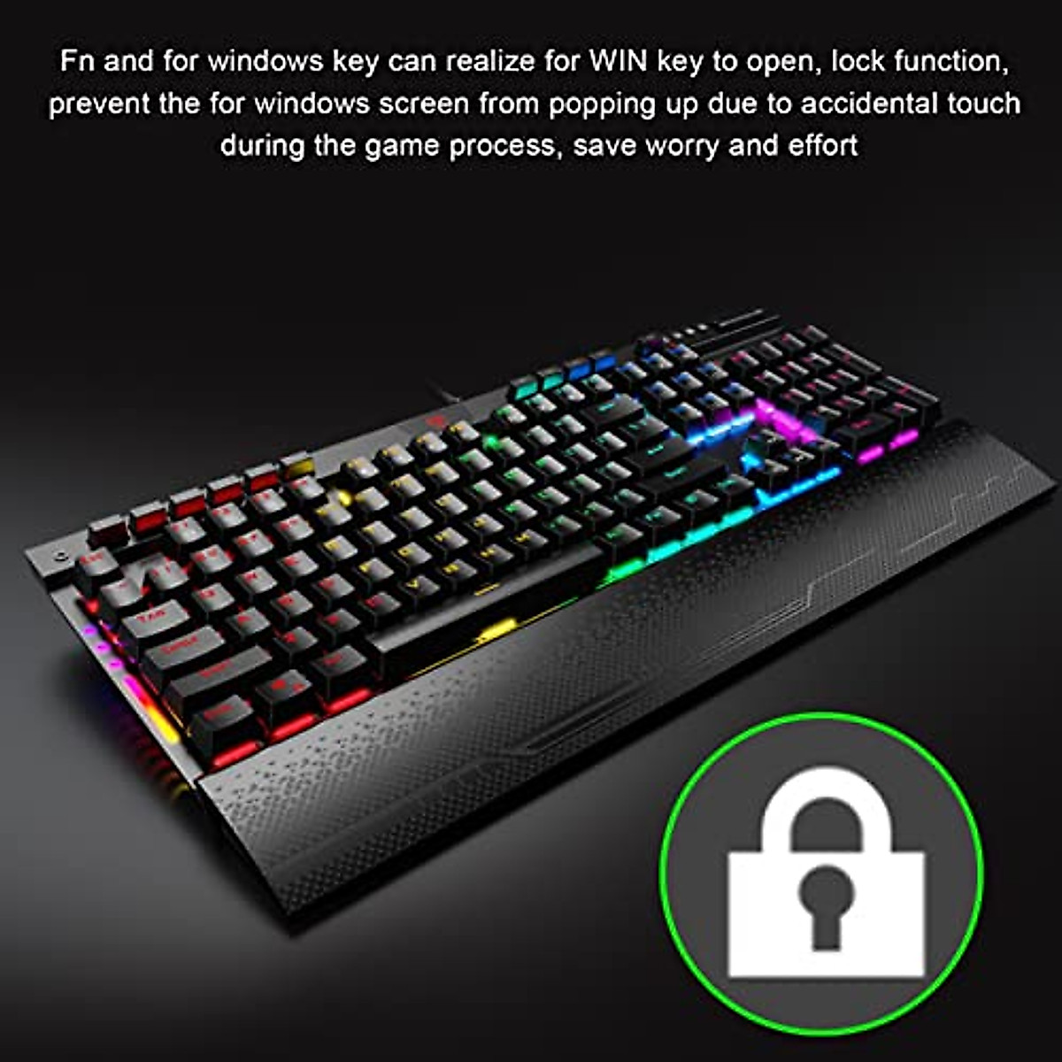 Mechanical Gaming Keyboard,RGB Backlit Gaming Keyboard,Wired Waterproof Macro Programming Keyboard,Blue Switch,Computer Laptop Desktop Keyboard with Wrist Pad