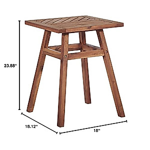 Walker Edison Outdoor Patio Wood Chevron Square End Side Table All Weather Backyard Conversation Garden Poolside Balcony, 18 Inch, Brown