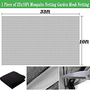 Mosquito Netting Garden Mesh Netting, 33x10Ft Bird Fine Patio Garden Screen Mesh Netting Barrier Hunting Blind Plant Protecting Net for Balcony Porch Protecting Your Skin Plants Vegetables DIY
