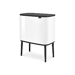 Brabantia Bo Touch Top Trash Waste/Recycling Garbage Can, 1 Inner Bucket (9.5 Gal), White