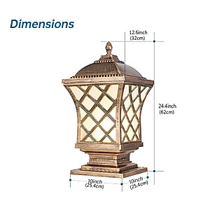 WENZIFI Outdoor Column Lights Modern Pillar Lights IP65 Waterproof Outdoor Post Lights E26 Aluminum Fence Column Lamp Fixtures for Villa Garden Park Lighting Pillar Lamps