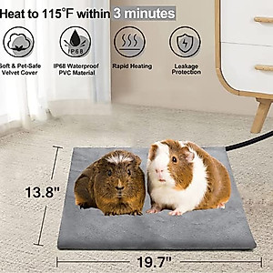 HAICHEN TEC Small Animal Heating Pad - Electric Pet Heated Mat Auto Temperature Control Waterproof Indoor House Heater Bed Blanket for Rabbits Ferret Chinchilla Guinea Pigs Puppy Kitten New Born Pet