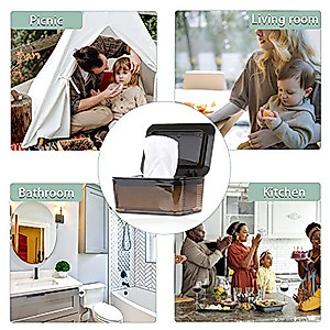 Jitnetiy Removable Wipes Dispenser Large Wipes Case Holder Container Keeps Wipes Fresh (Dark Brown)