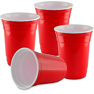 Double Wall 16 oz. Red Party Cup - 4 Pack- Reusable Beverage Cup - Insulated for Drinking Beer