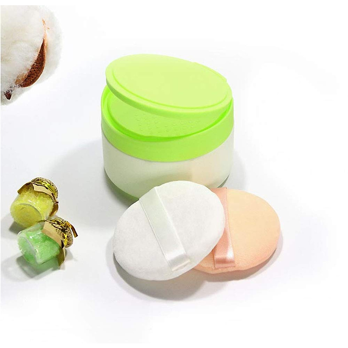 ericotry 1pcs Empty Portable Refillable Plastic Powder Puff Box Baby After-Bath Talcum Powder Container with Powder Puff and Sifter(Green)